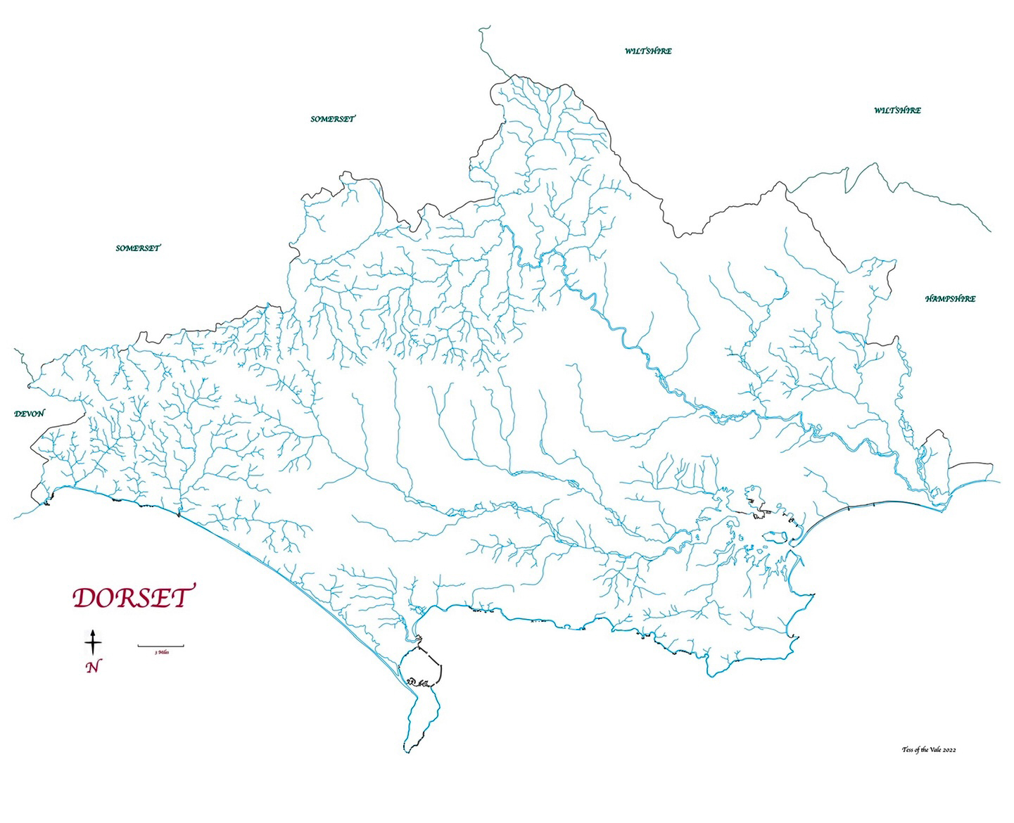 Dorset Rivers Map - Tess Of The Vale