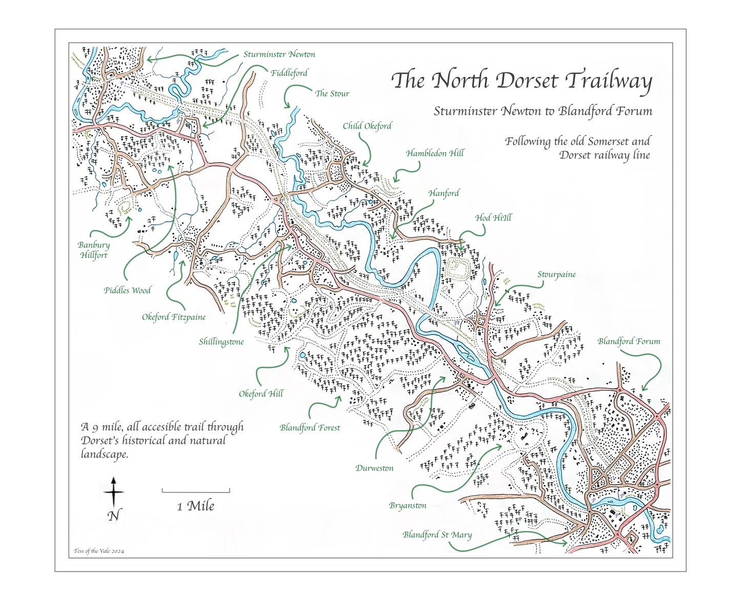 North Dorset Trailway Map - Tess Of The Vale